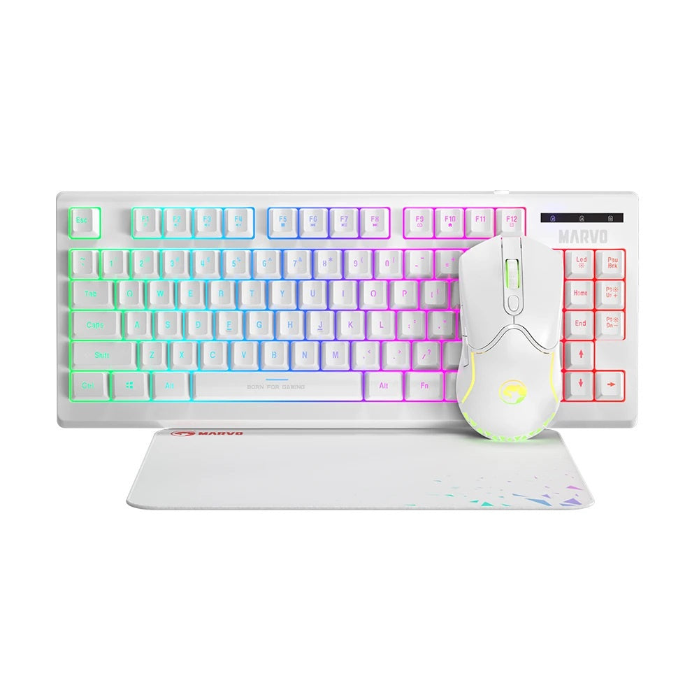Gaming Keyboard + Mouse + Mouse matt (White) – HKS Innovation