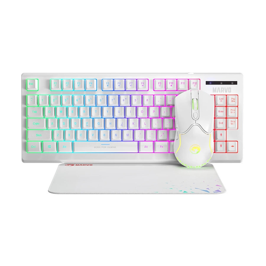 Gaming Keyboard + Mouse + Mouse matt (White) – HKS Innovation